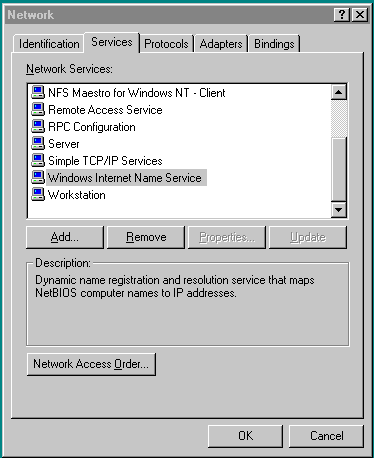 How to setup SAMBA/RAS/WINS